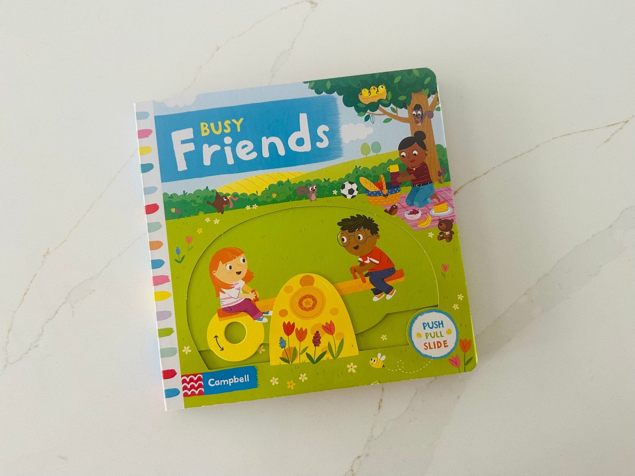 Busy Friends: Push Pull and Slide book – Wondertivity
