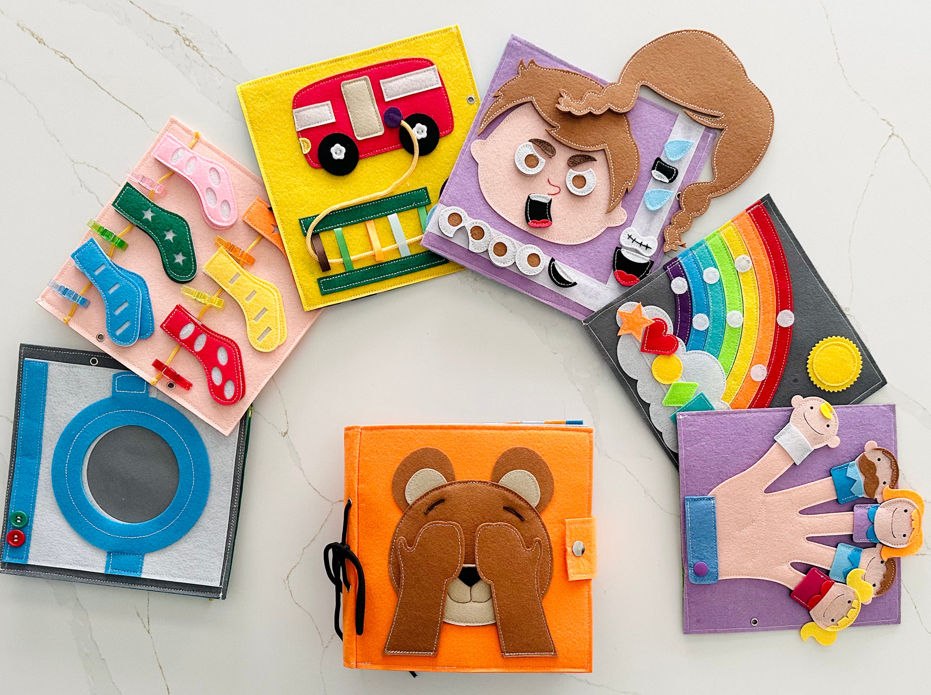 Busy Bear Book - Preschooler Felt Book & Quiet Book - Wondertivity